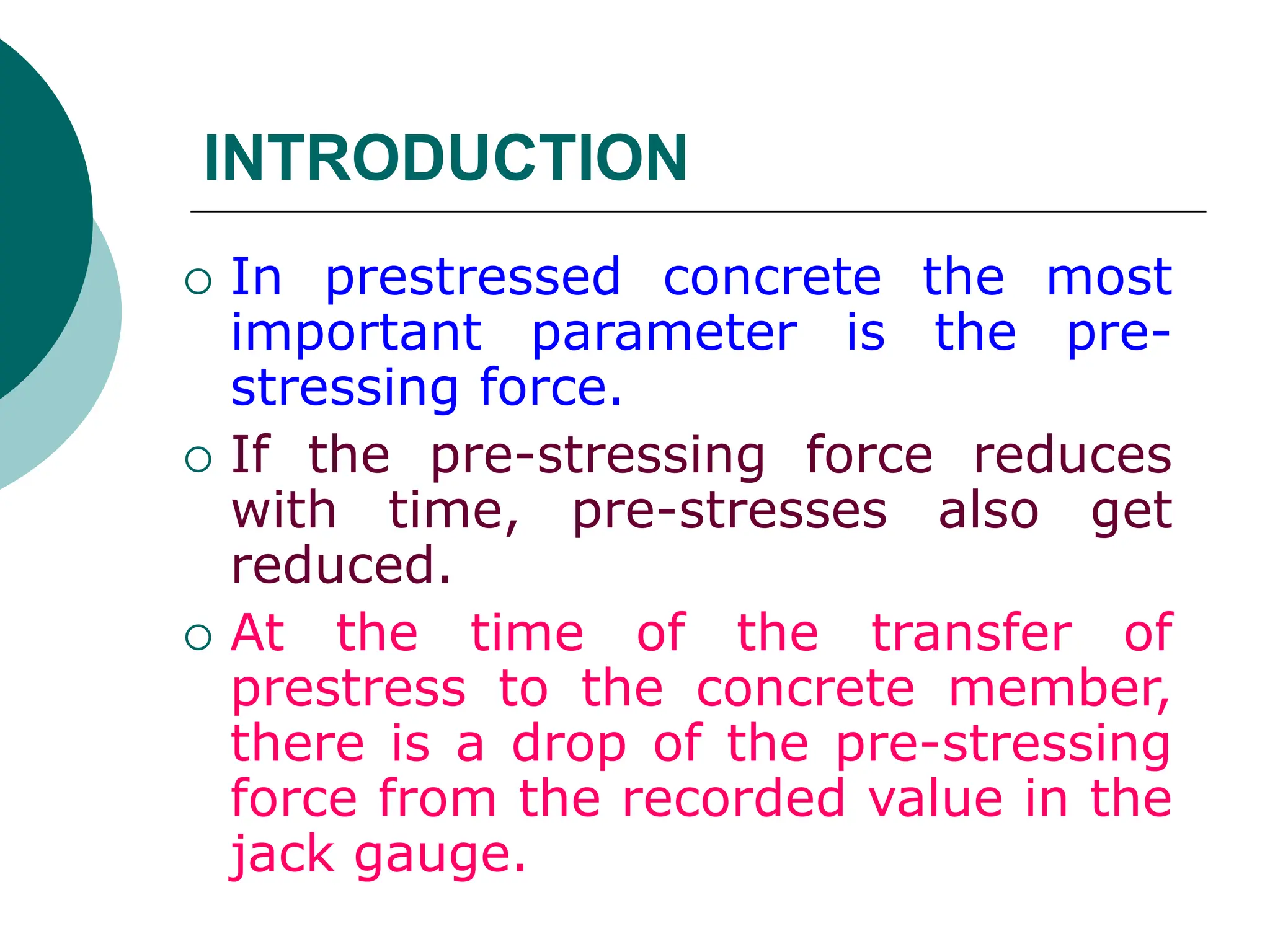 Losses Of Prestress Immediate And Time Dependant Dcs Ii Ppt