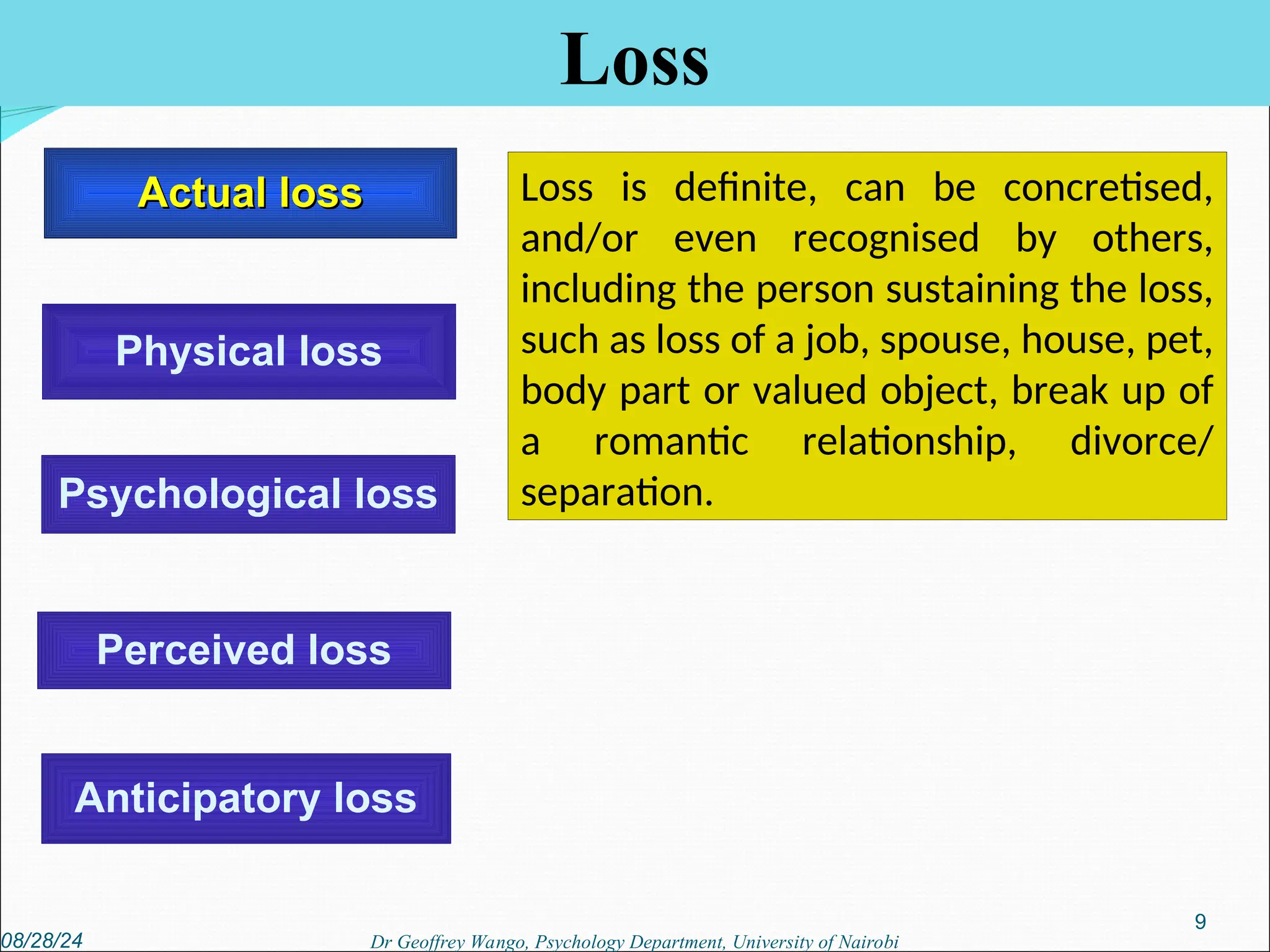 Loss, Grief and Bereavement Coping with Loss and Grief.ppt