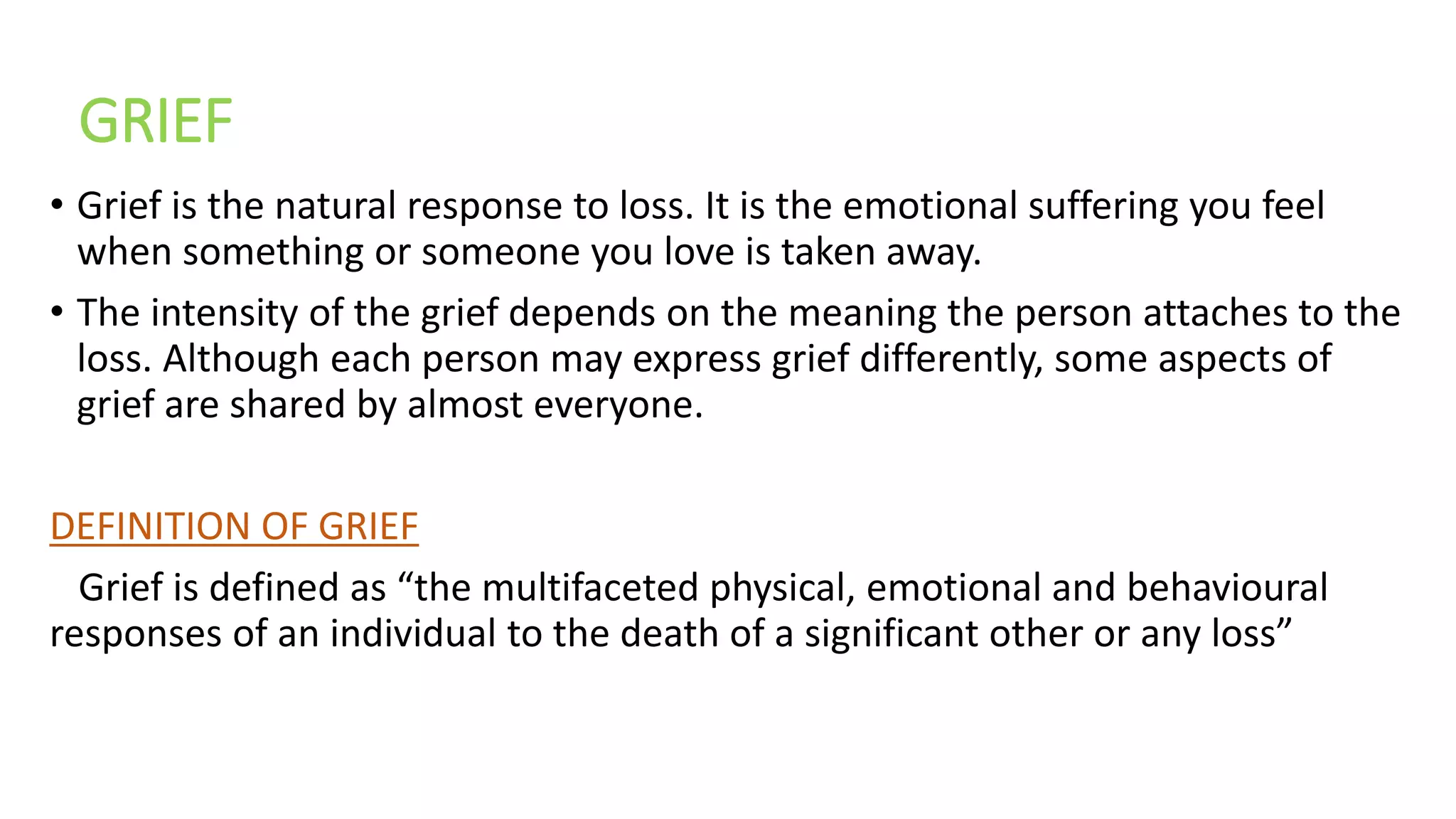 Loss,Grief & Stages of grief | PPT