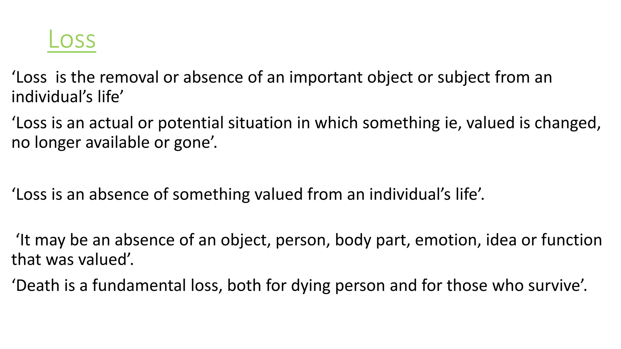 Loss,Grief & Stages of grief | PPT