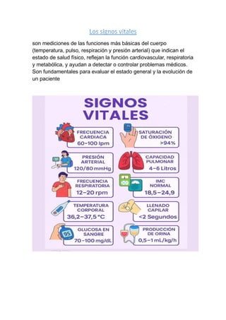 Los signos vitales reflejan funciones esenciales del cuerpo. | PDF