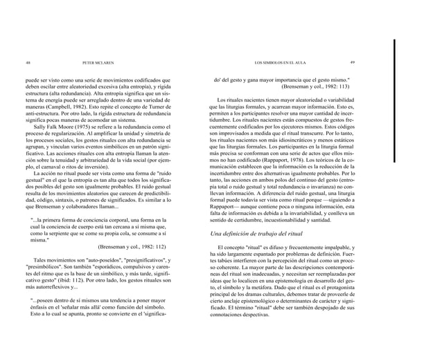 Los simbolos de el aula y las dimensiones rituales de la escolaridad | PDF