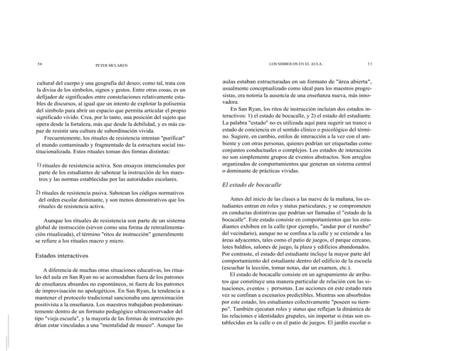 Los simbolos de el aula y las dimensiones rituales de la escolaridad | PDF