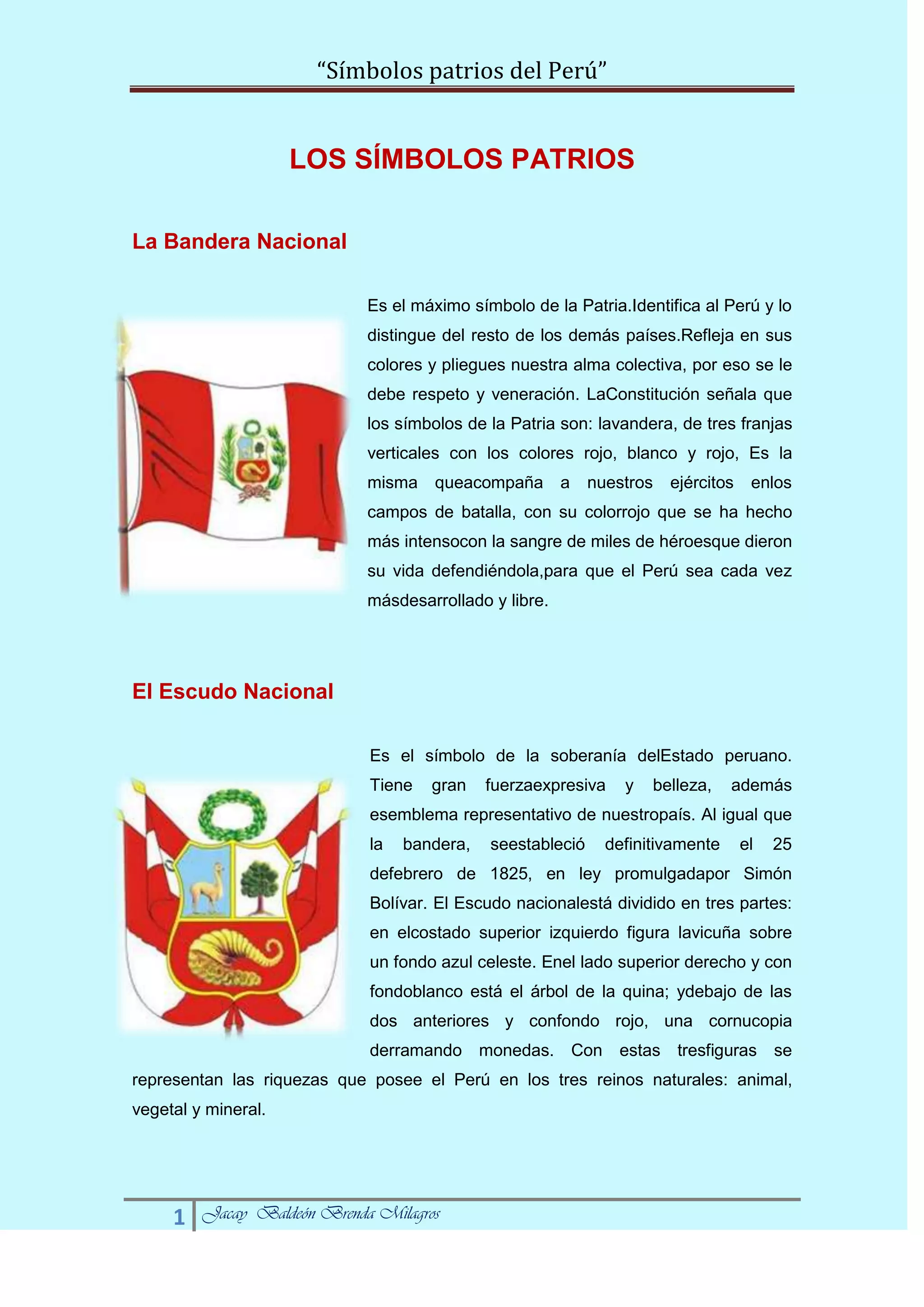 Los simbolos patrios perú word | PDF