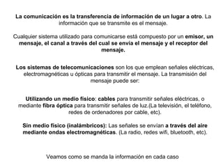 Los Sistemas De Comunicacion y Telecomunicaciones | PPT