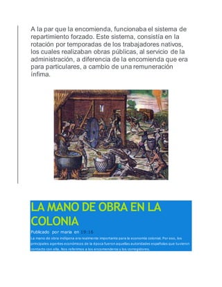 Los sistemas de trabajo en america colonial | DOCX