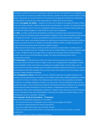 Los sistemas de trabajo en america colonial | DOCX
