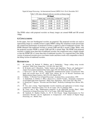 Lossless image compression using new biorthogonal wavelets | PDF
