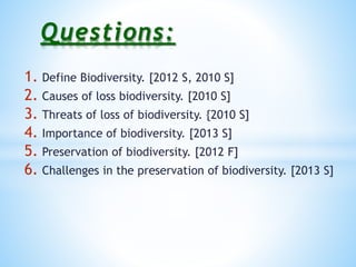 Loss of biodiversity | PPTX