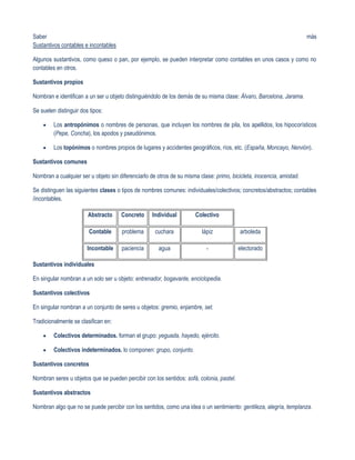 Los sustantivos y sus clases | DOCX