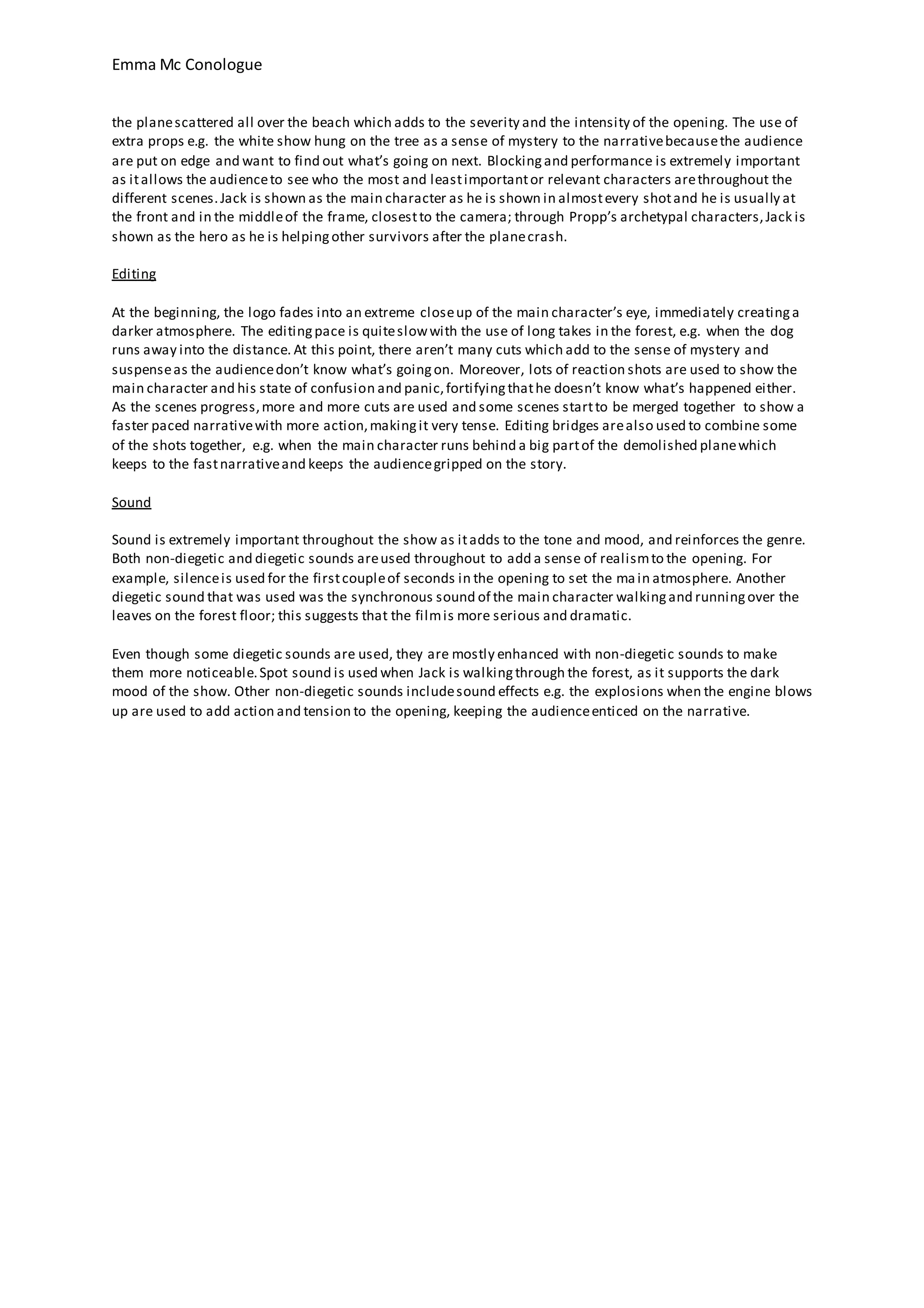 Lost - Opening Scenes Analysis | DOCX