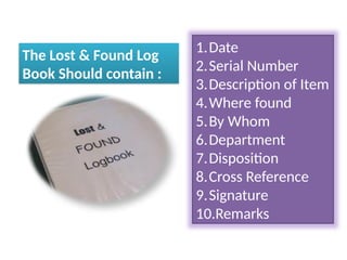 lost and found in the housekeeping depaartemen | PPTX