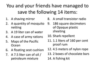 Lost at Sea Team Building Exercise power point slides | PPTX