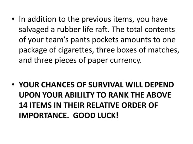 Lost at Sea Team Building Exercise power point slides | PPTX