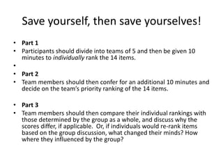 Lost at Sea Team Building Exercise power point slides | PPTX