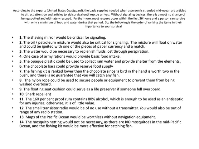 Lost at Sea Team Building Exercise power point slides | PPTX