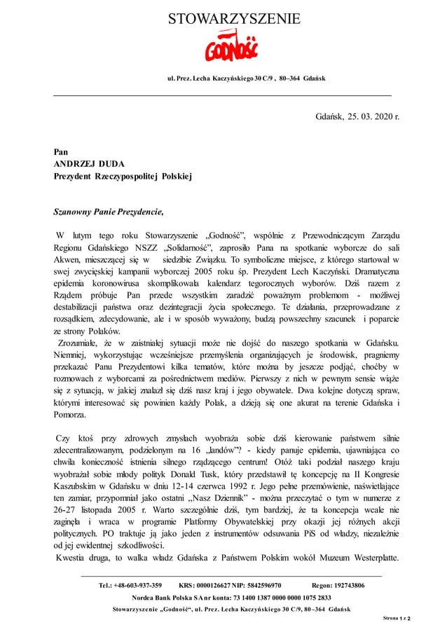 List do prezydenta Andrzeja Dudy | PDF