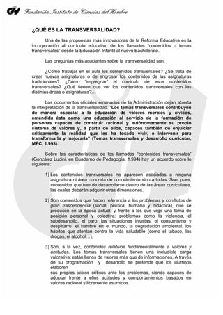 Los temas transversales del curriculo | PDF