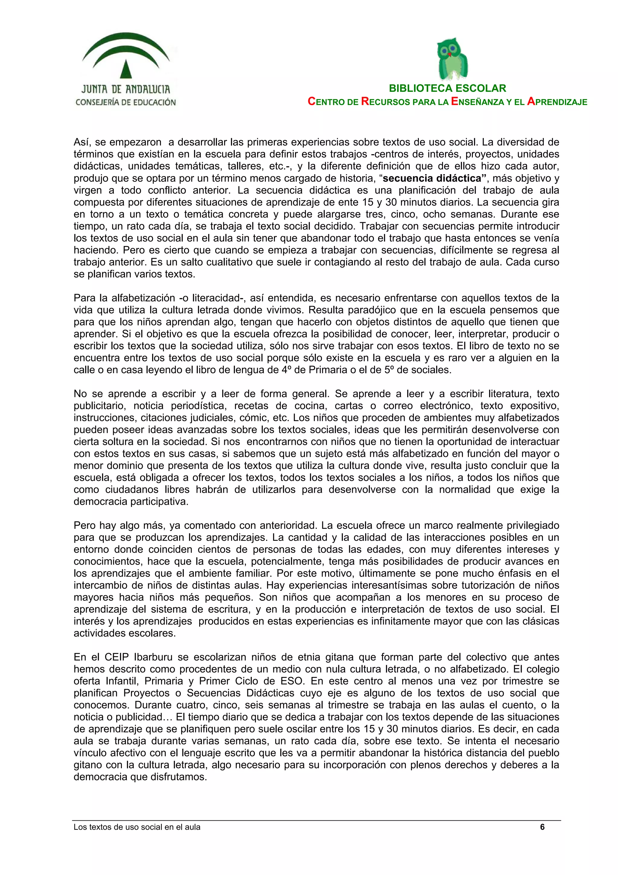 Los Textos De Uso Social En El Aula(2) | PDF
