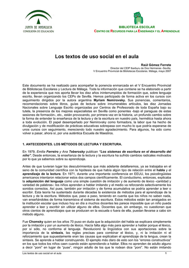 Los Textos De Uso Social En El Aula(2) | PDF