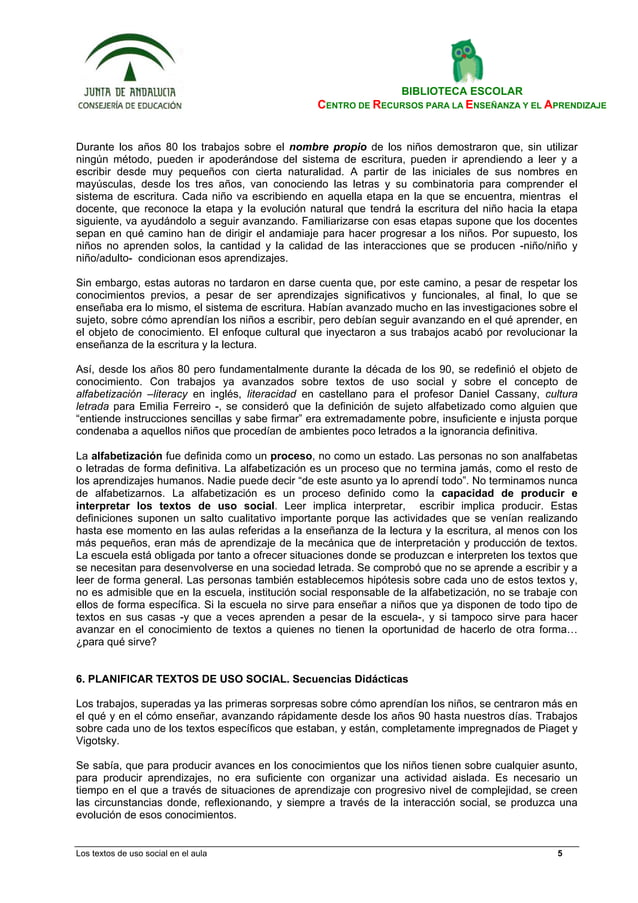 Los Textos De Uso Social En El Aula(2) | PDF