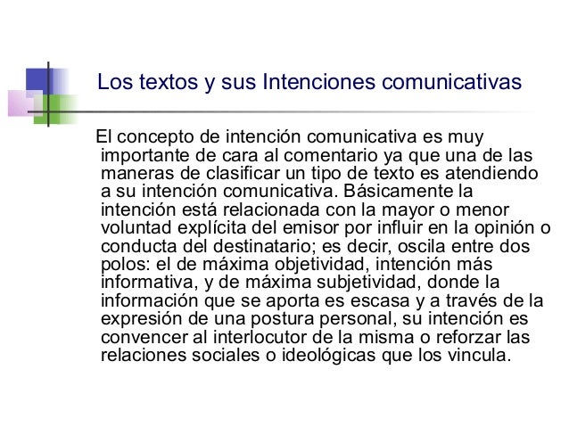 Los Textos Y Sus Intenciones Comunicativas