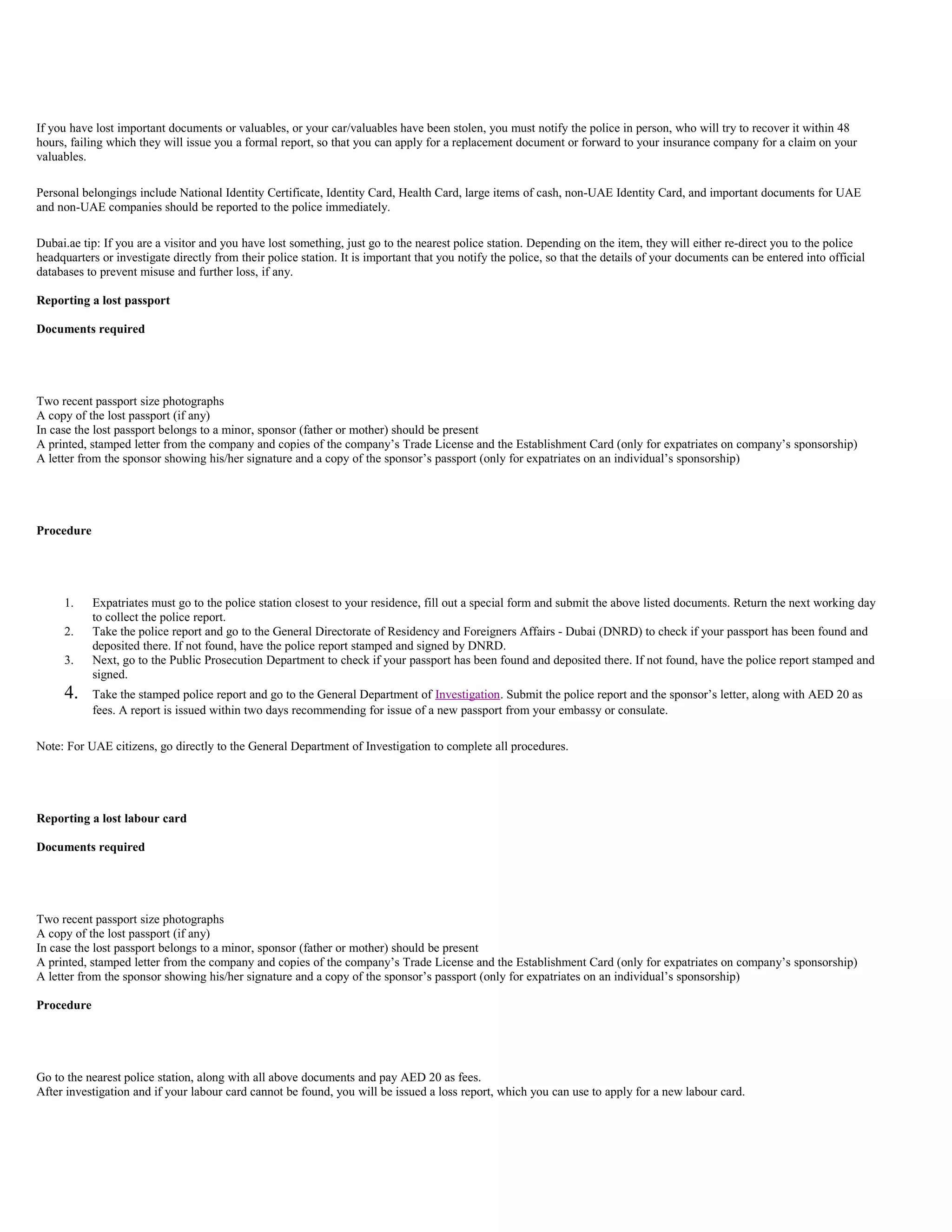 Lost & found policy | DOC