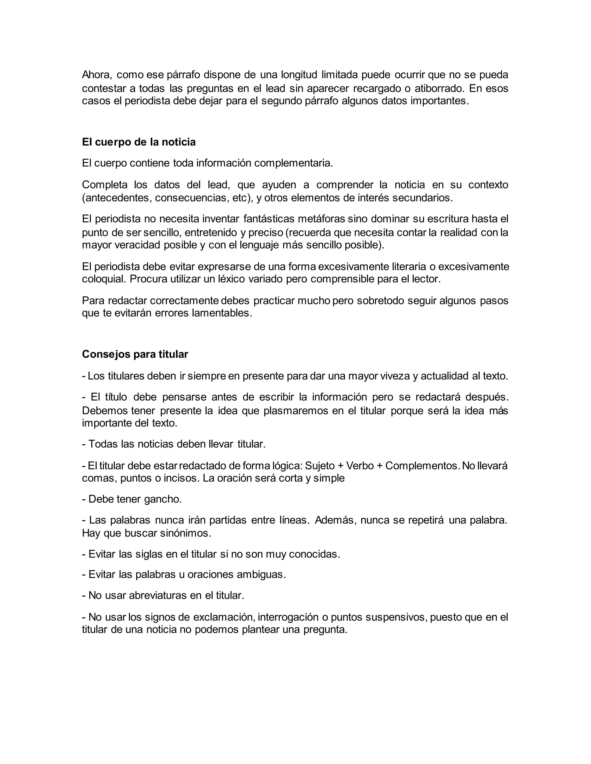 Los tipos de lead | DOCX