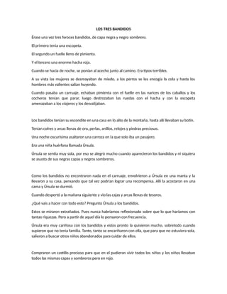 LOS TRES BANDIDOS cuento infantil mathias smith | DOCX