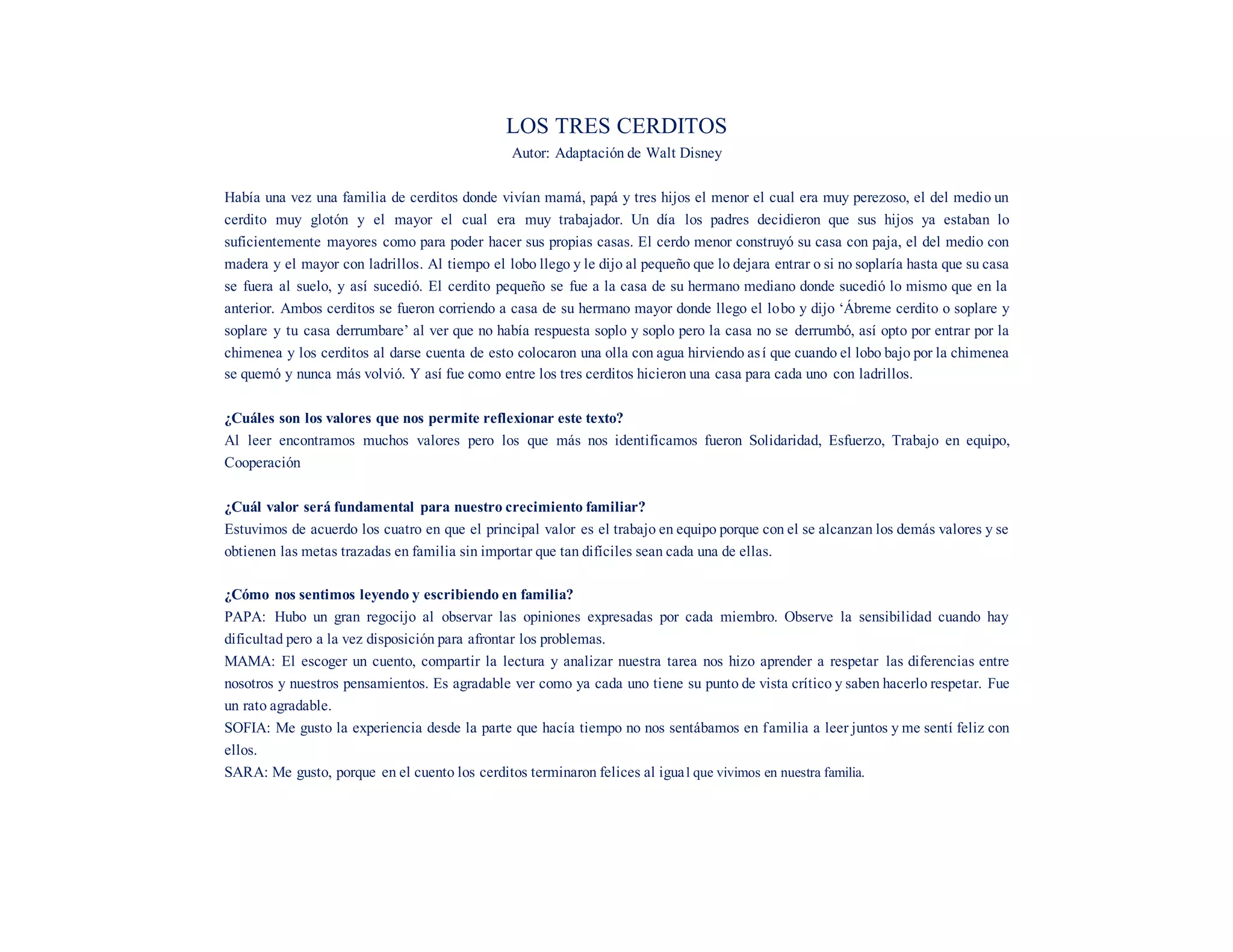 Los tres cerditos | DOCX