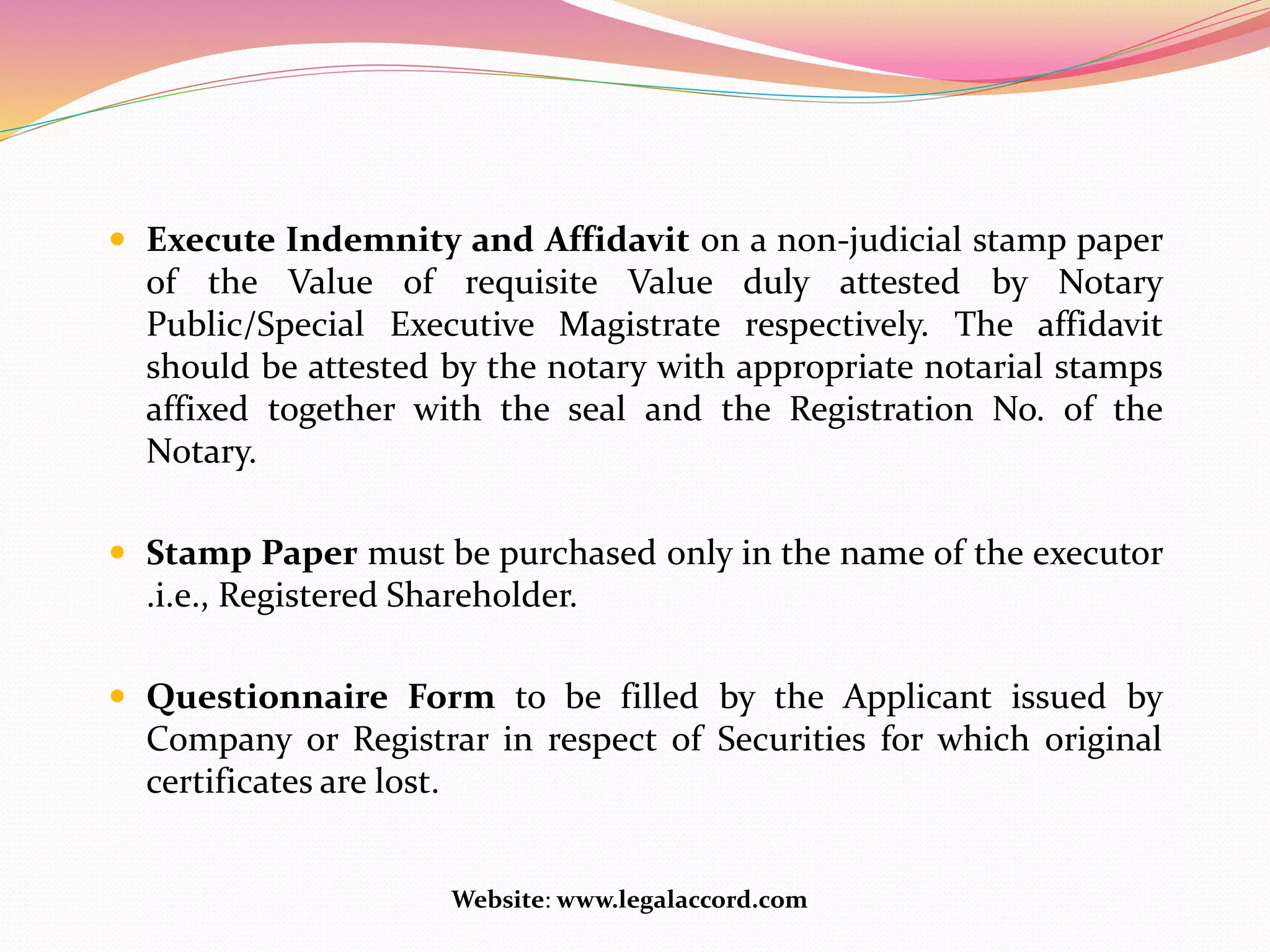 Lost share certificates. | PPTX