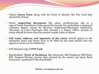 Lost share certificates. | PPTX
