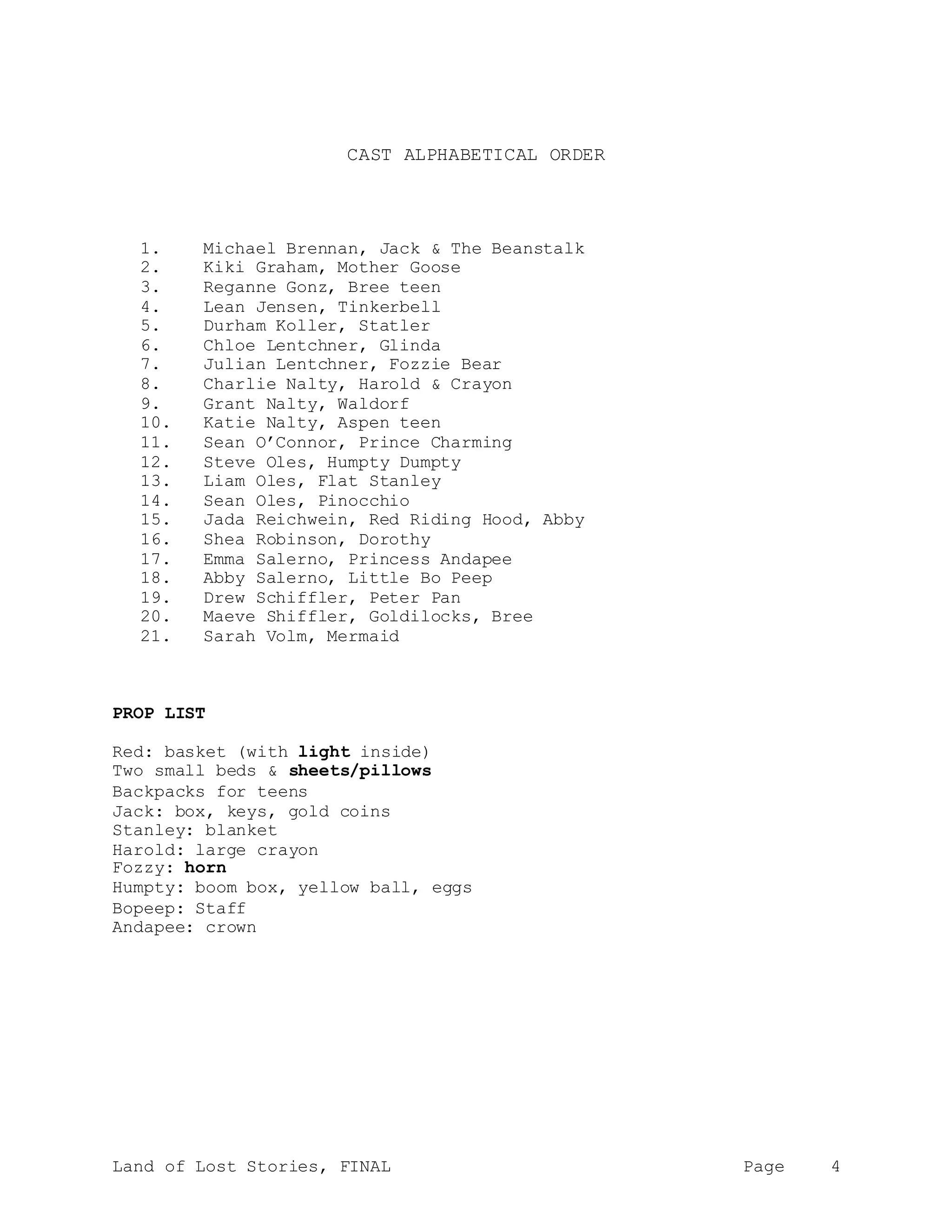 Free Middleschool Play Script (Land of Lost Stories) | DOCX
