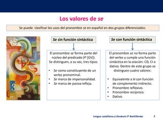 Los valores de se. clasificación de las oraciones | PPT