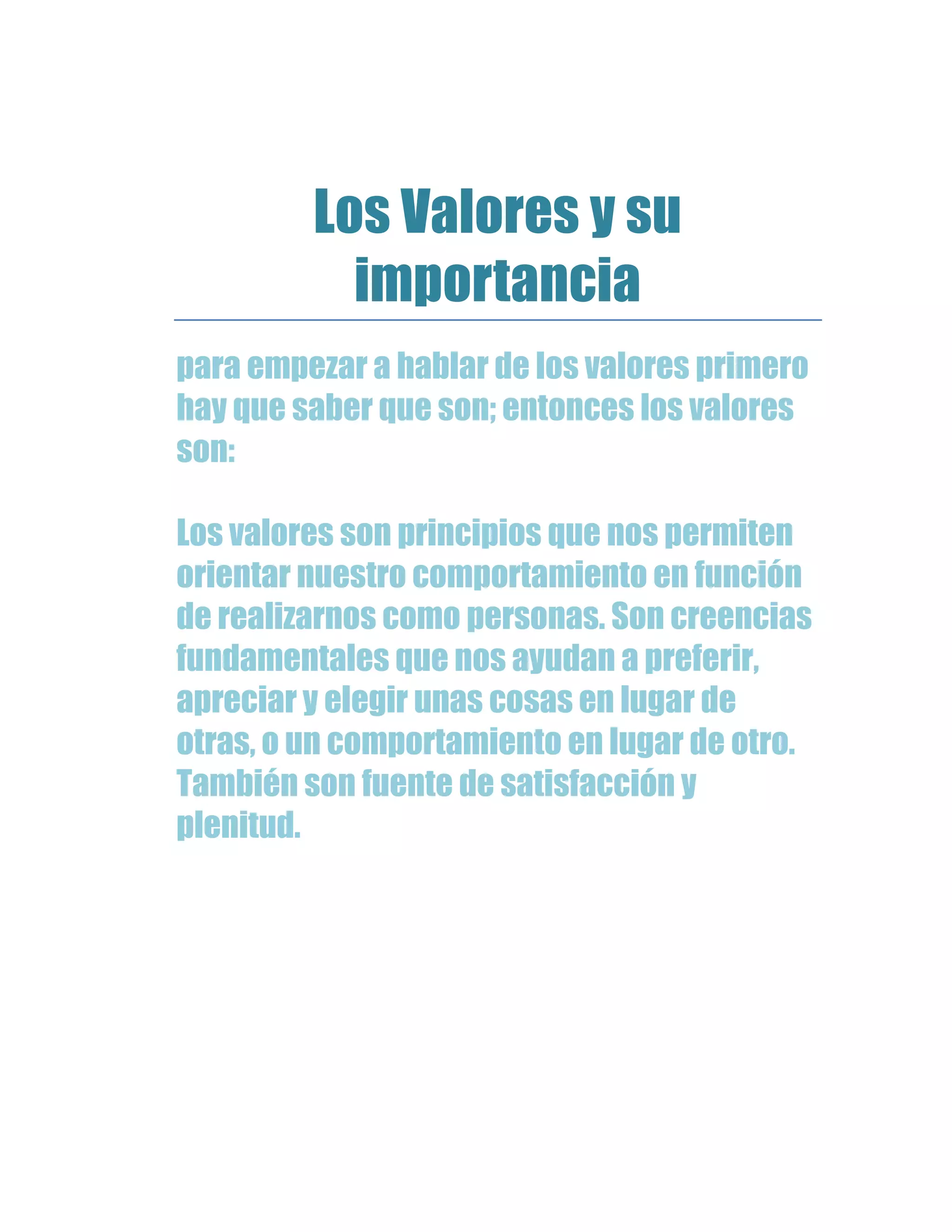 Los valores y su importancia | DOCX