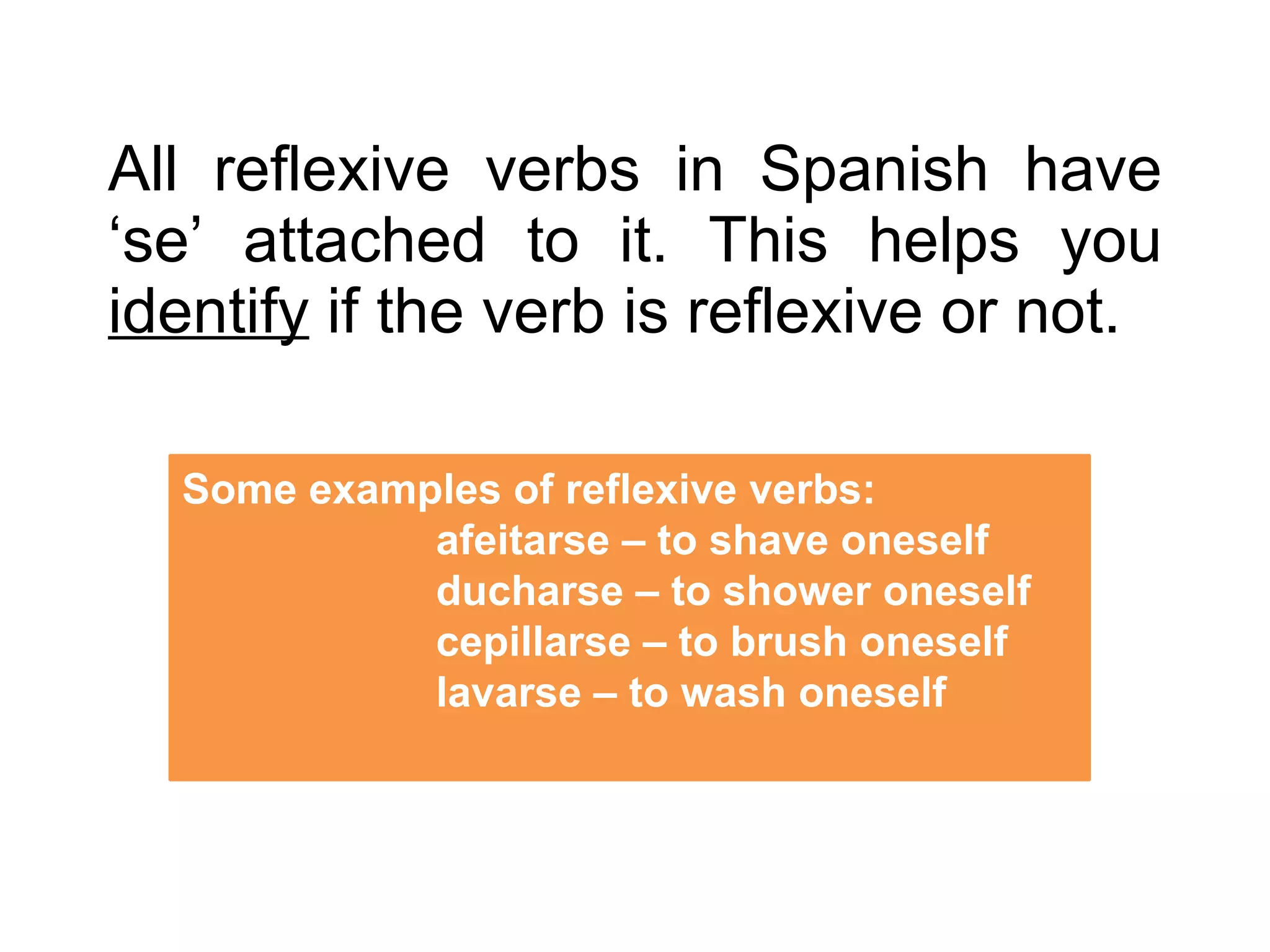 Los verbos reflexivos | PPT | Oral care | Personal Care