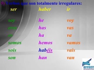 Los verbos regulares e irregulares en presente | PPTX