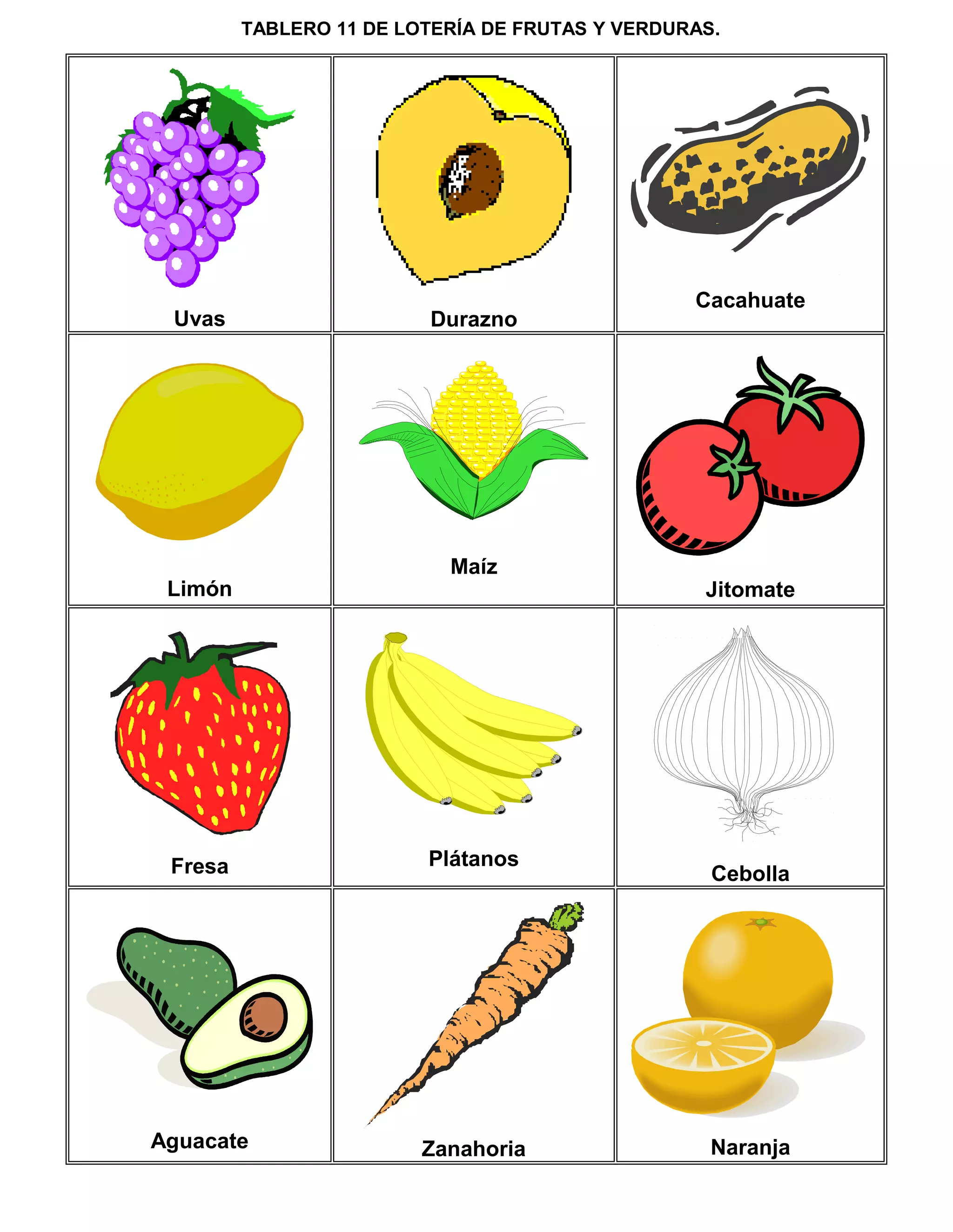 Loteria de frutas_y_verduras_español | DOC