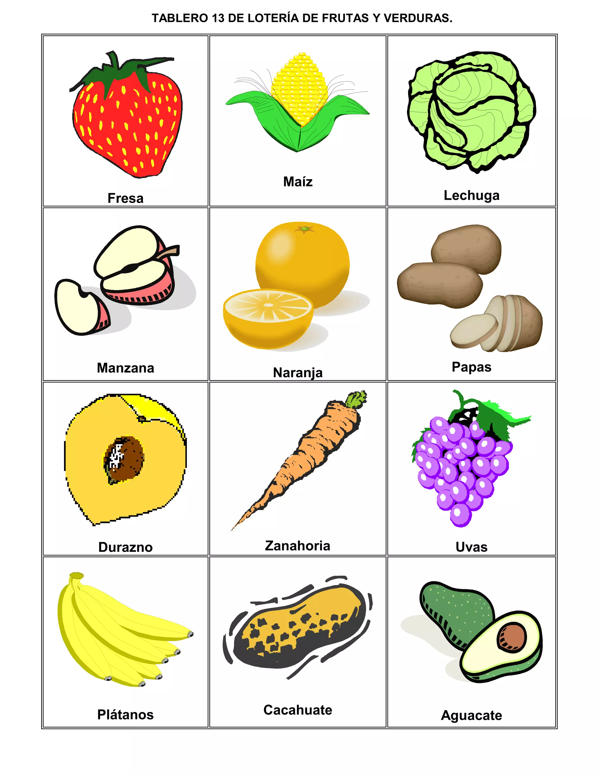 Loteria de frutas_y_verduras_español | DOC