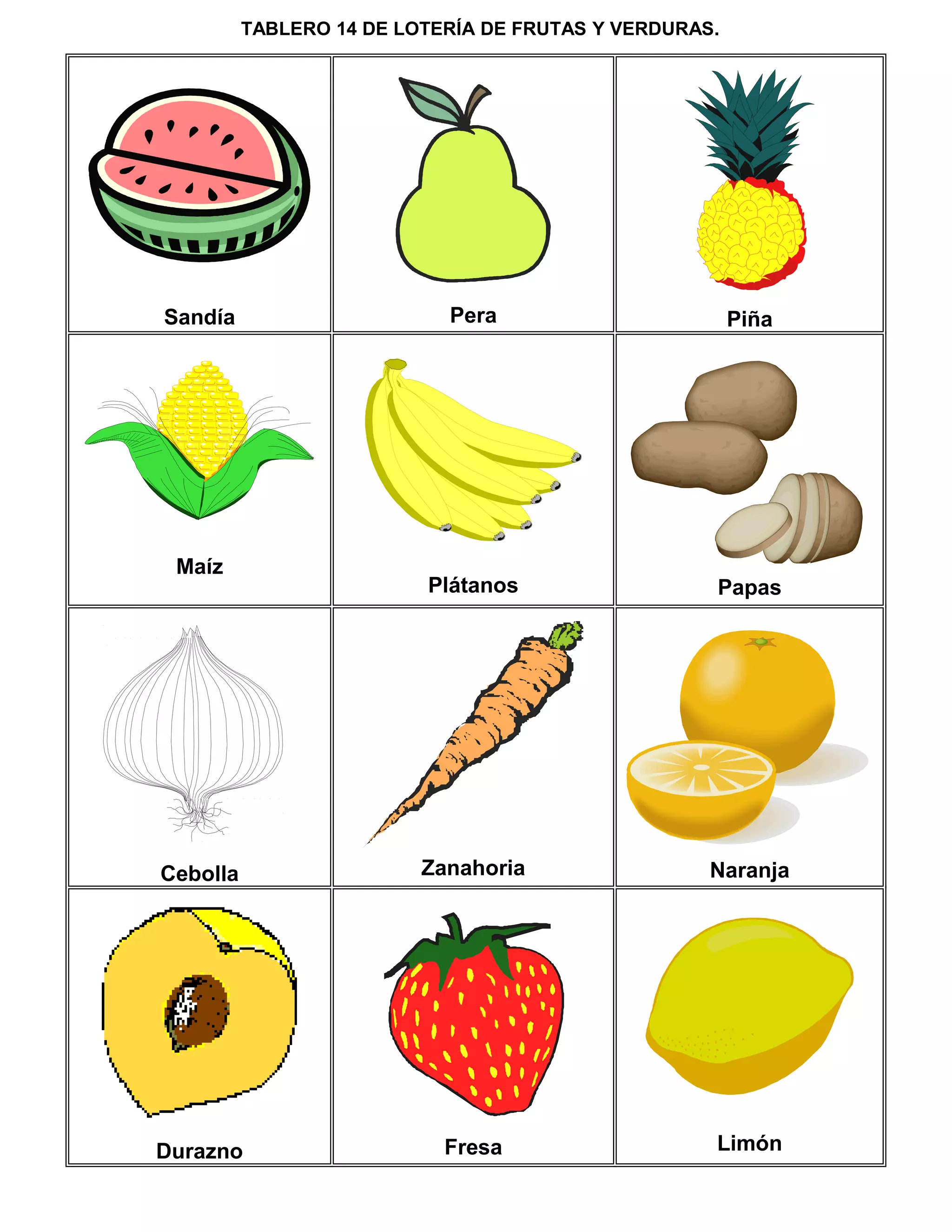 Loteria de frutas_y_verduras_español | DOC