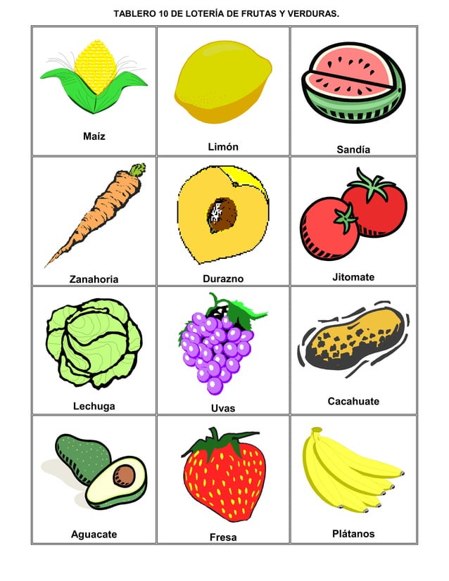 Loteria de frutas_y_verduras_español | DOC