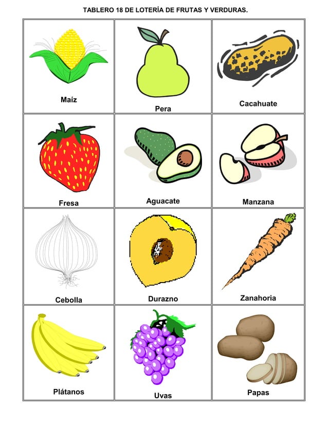 Loteria de frutas_y_verduras_español | DOC