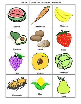 Loteria de frutas_y_verduras_español | DOC