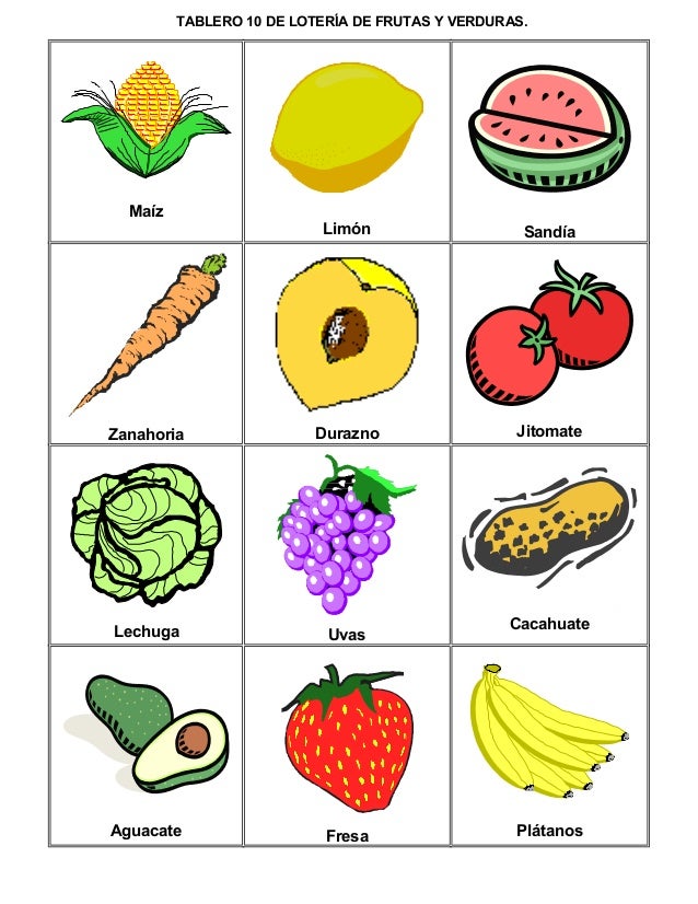 Loteria de frutas_y_verduras_español