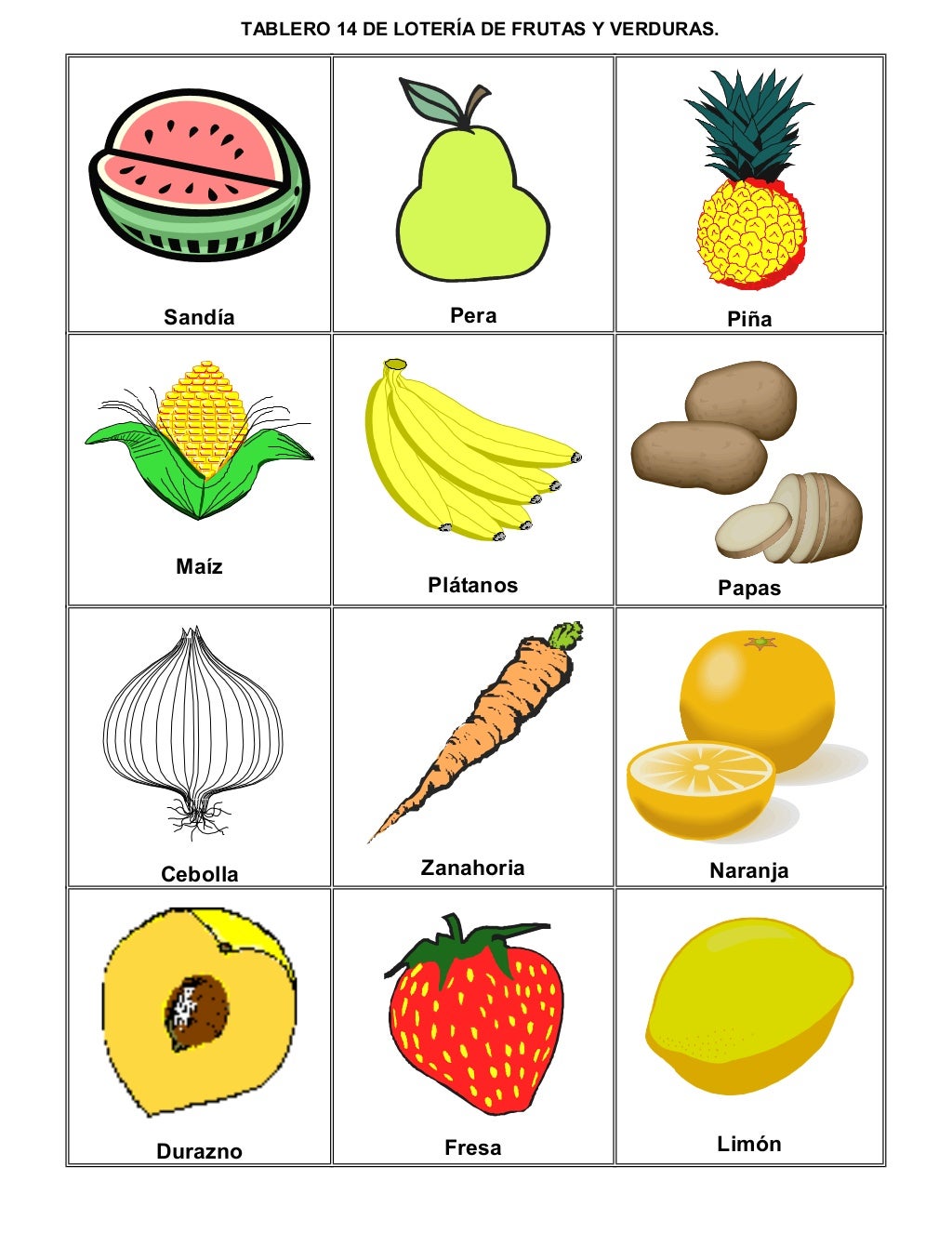 Loteria de frutas_y_verduras_español