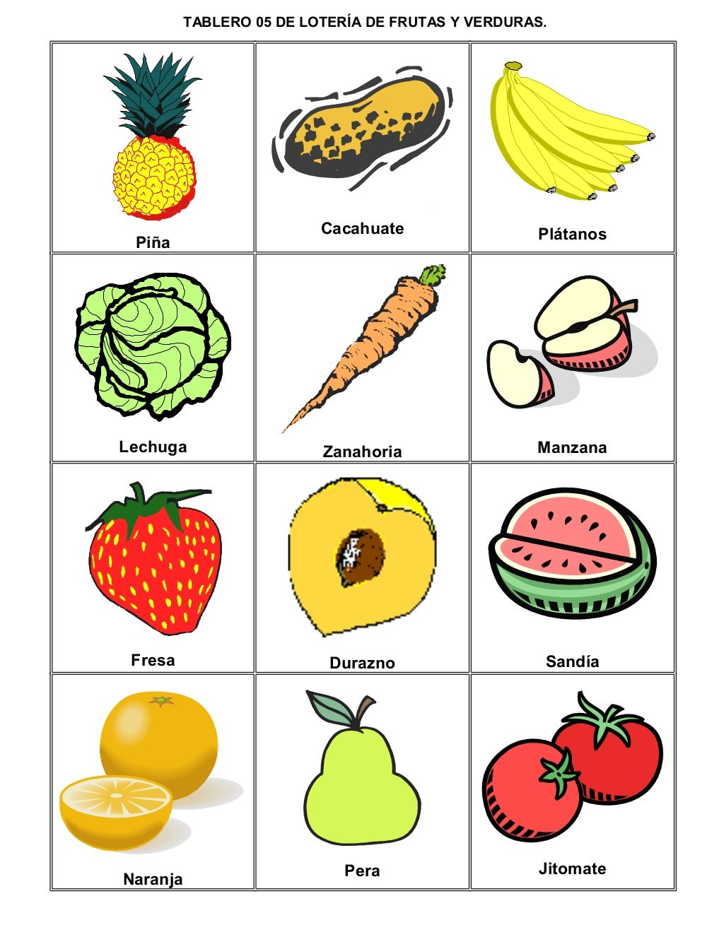 Loteria de frutas_y_verduras_español