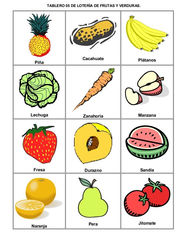 Loteria de frutas_y_verduras_español