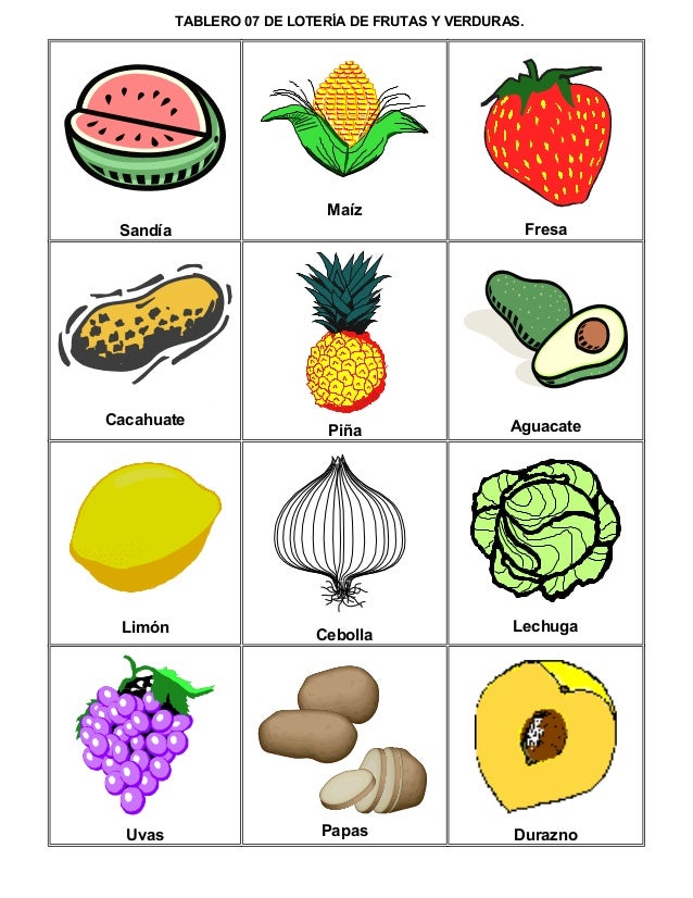 Loteria de frutas_y_verduras_español