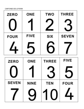 Loteria de números en inglés 2015 | DOCX