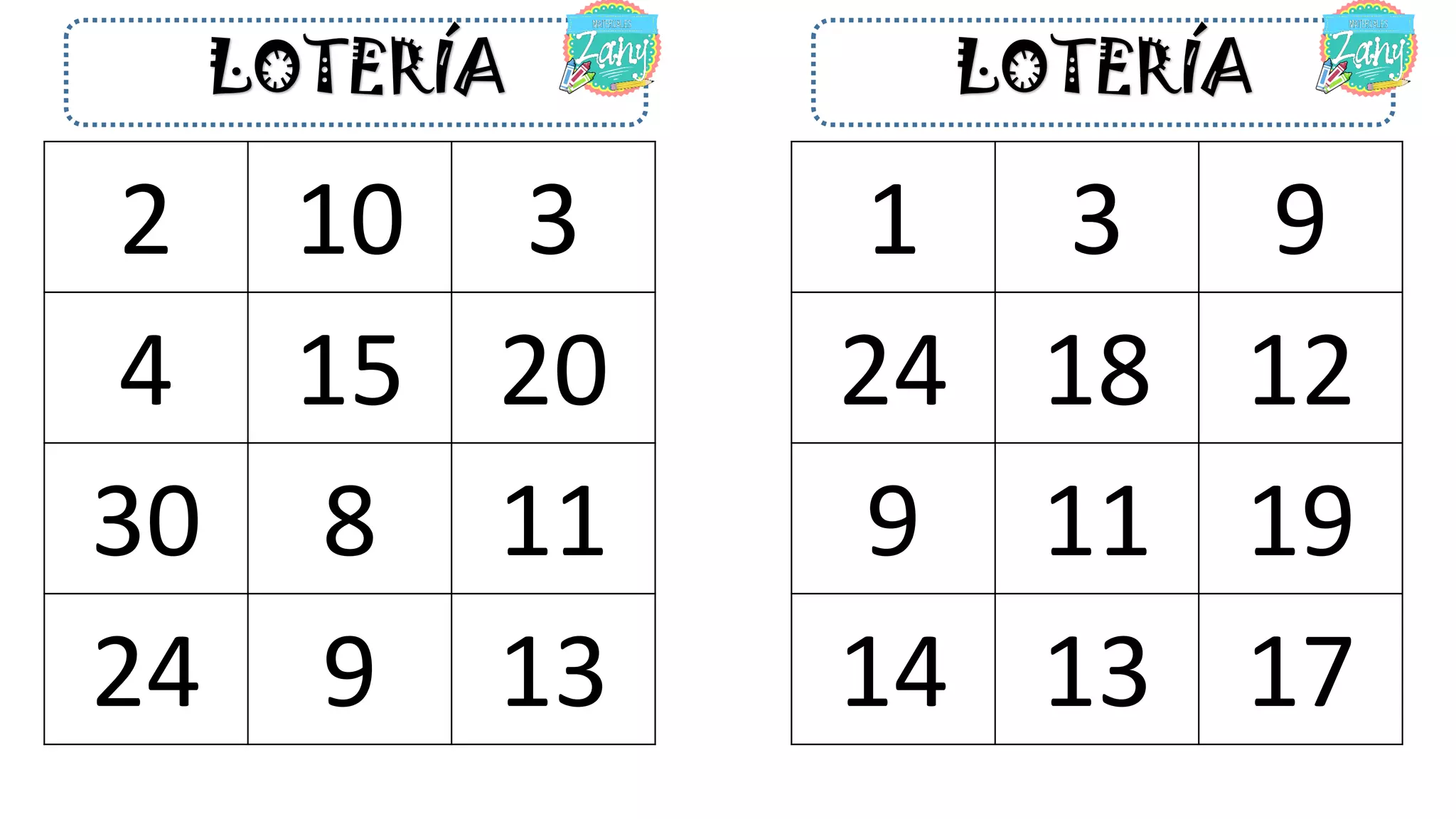 Loteria numeros del 1 al 30 | PDF